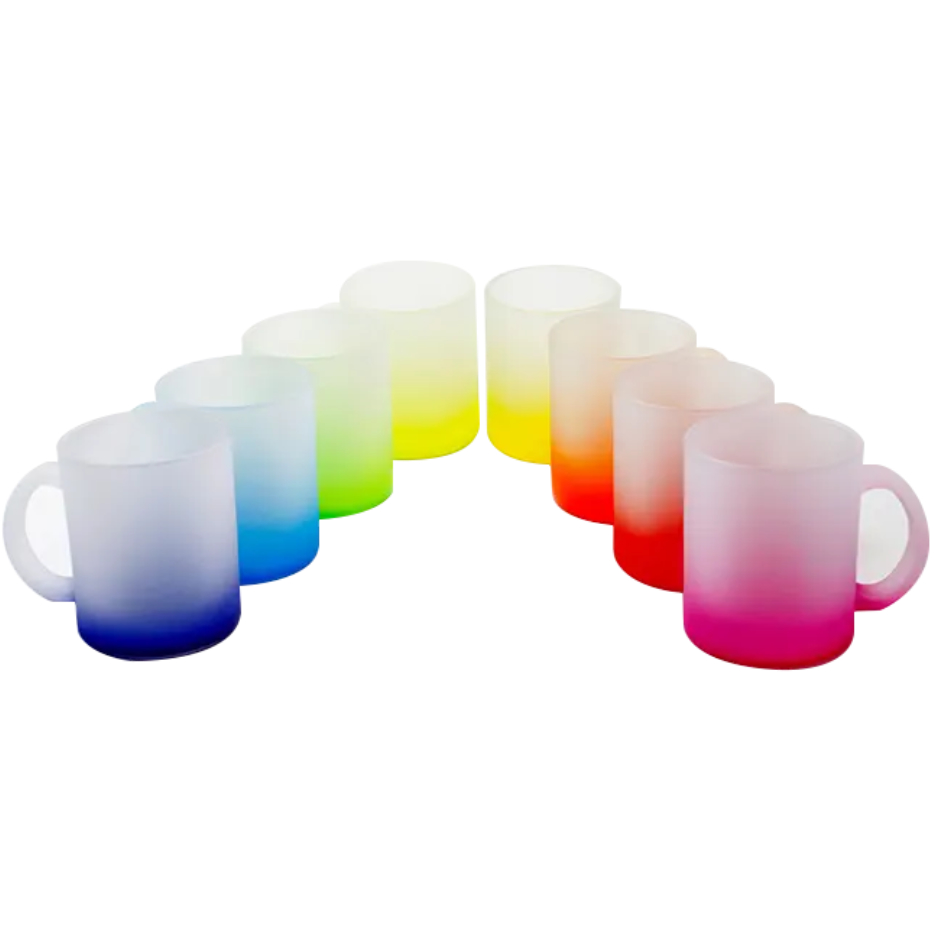 11oz Sublimation Frosted Customisable Gradient Glass Mug Glass Cup For ...