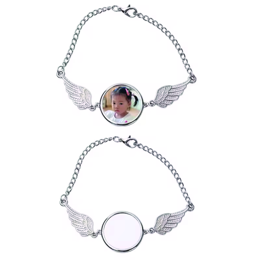 Remembrance Bracelet Blank Angel Wings Jewellery Charm Bracelets Round 21cm For Sublimation – We ...